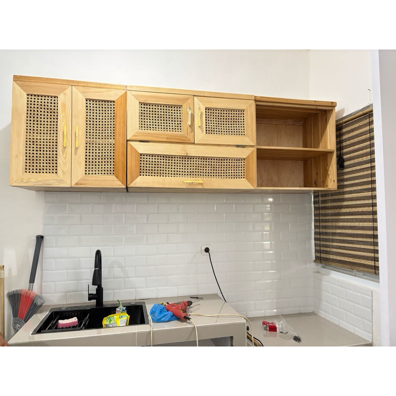 Jual kitchen set kayu jati Belanda natural glossy | Shopee Indonesia