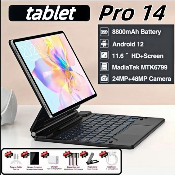 Jual 2025 Tablet PC Tab Pro14 Android 16GB+1024GB11,6 inci Layar Penuh ...