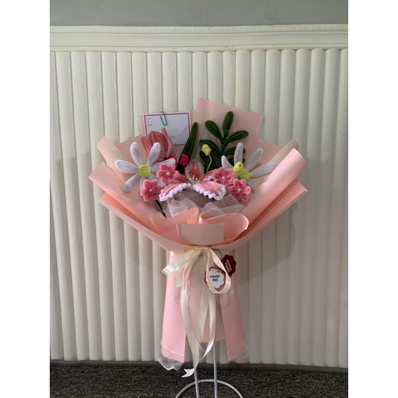 Jual [ READY STOCK ] | Bouquet Bunga Kawat Bulu | Bouquet Soft Pink ...