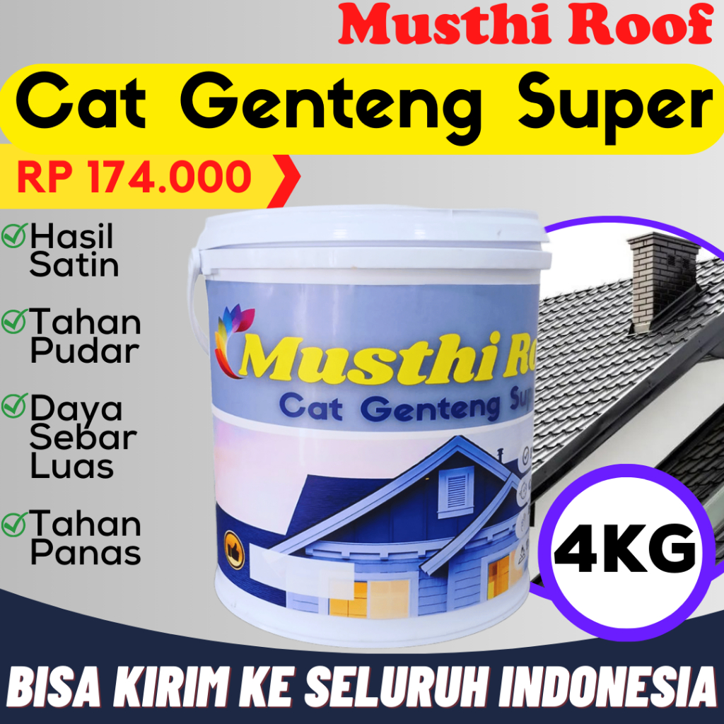 Jual Cat Genteng Musthi Roof 4 Kg Cat Atap Mengkilap Anti Rembes ...