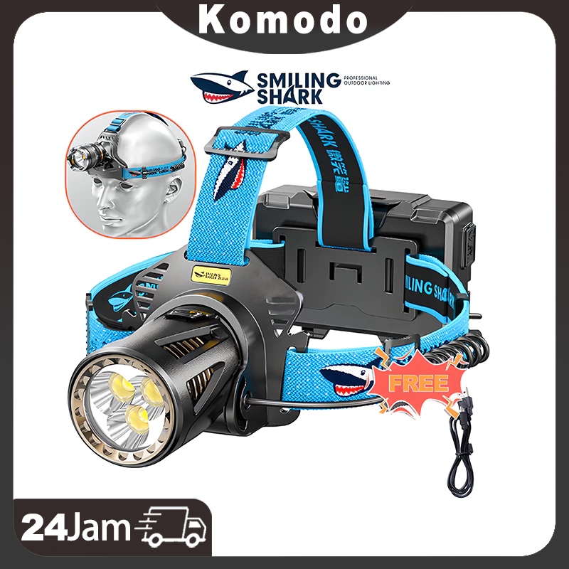 Jual Smiling Shark K225B Headlamp Outdoor Senter Kepala 300 Watt Super ...