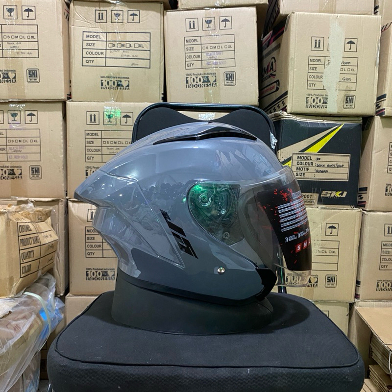 Jual Helm Half face MLA ST15 J5 TERBARU Solid kaca clear Helm mla js ...
