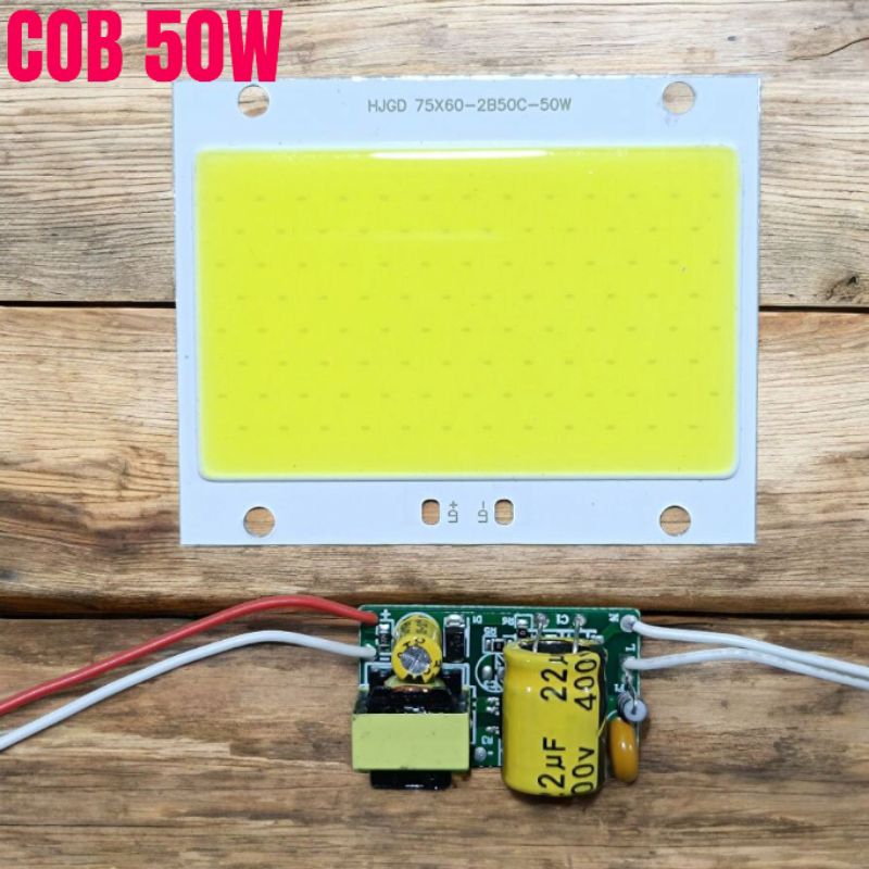 Jual COB 50watt+ driver 22uf 300ma LAMPU SOROT warna putih | Shopee Indonesia