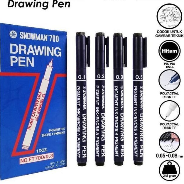 Jual SPIDOL DRAWING / PULPEN DRAWING / DRAWING PEN SNOWMAN (1 PCS ...