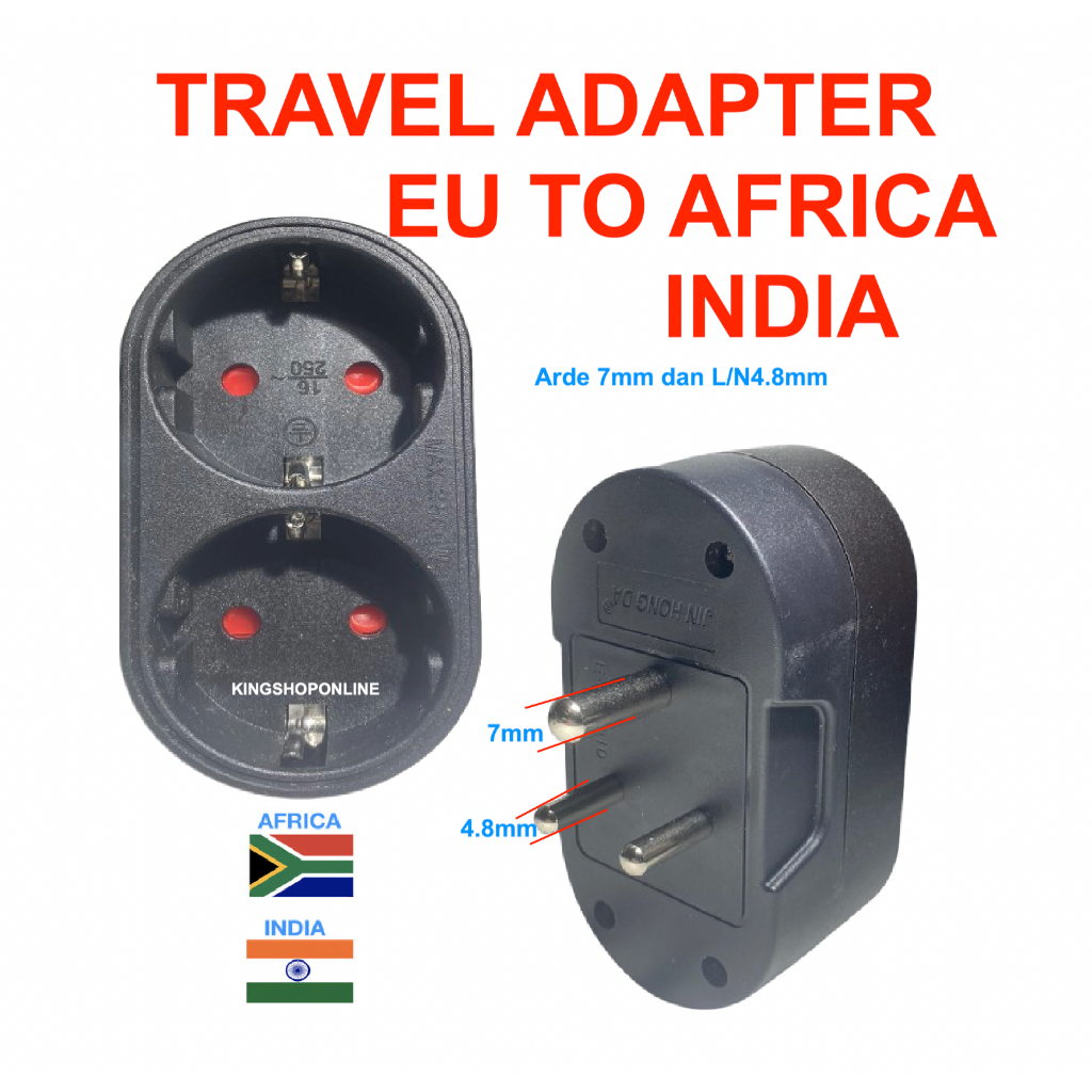 Jual Colokan steker adapter Konverter EU to India untuk negara India ...