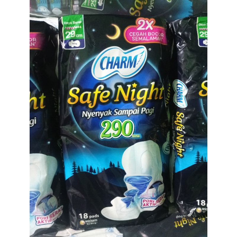 Jual pembalut charm safe night 29 cm isi 18 pads pembalut charm malam ...