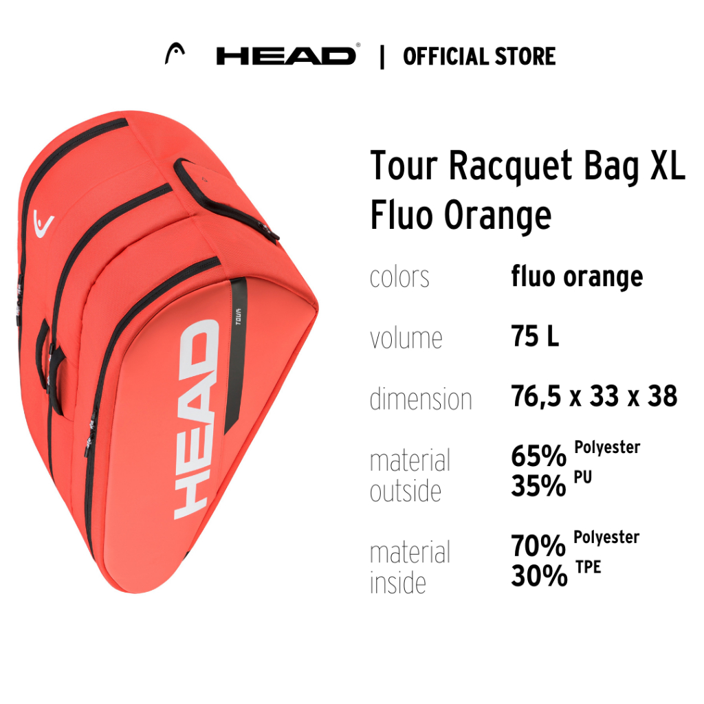 Jual HEAD Tour Racket Tennis Bag Orange - Tas Tennis (Oranye) | Shopee ...