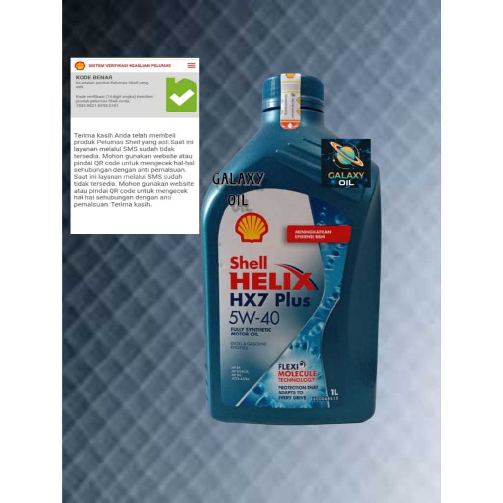 Jual OLI MESIN SHELL HELIX HX7 PLUS SAE 5W-40 1LITER SCAN BARCODE ...