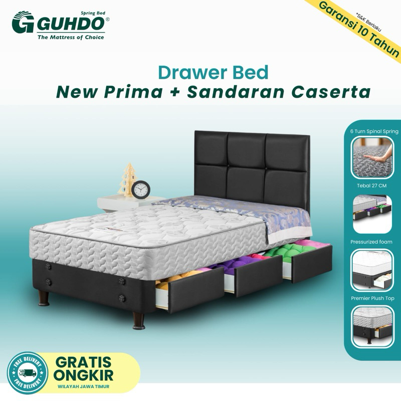 Jual GUHDO Drawer Bed Ranjang Laci New Prima SET Sandaran Caserta | Shopee Indonesia