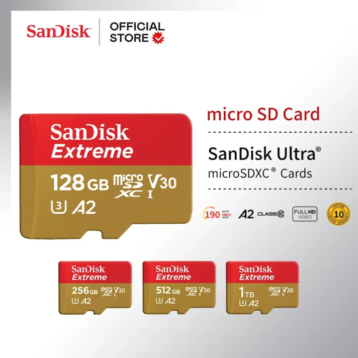 Jual SanDisk Extreme Series micro SD Dengan Adaptor Hingga 190MB/s, Kelas 10 U3~128GB 256GB ...