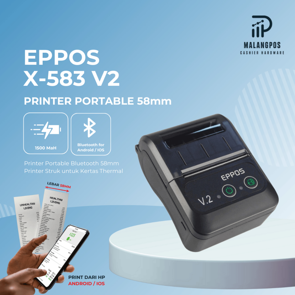 Jual Eppos X583 Mini Portable Printer PPOB 58MM RPP02N Printer Kasir Thermal EP-X583 EP X583 V2 ...