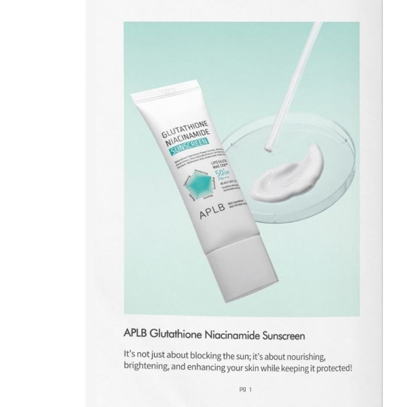 Jual APLB Glutathione Niacinamide Sunscreen 40ml SPF50+ PA++++ | Shopee ...
