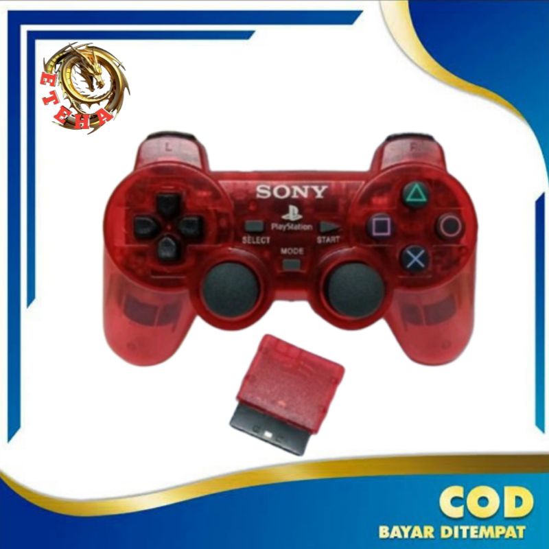 Jual Stik Stick PS2 Wireless Original Pabrik Transparan Merah | Shopee ...