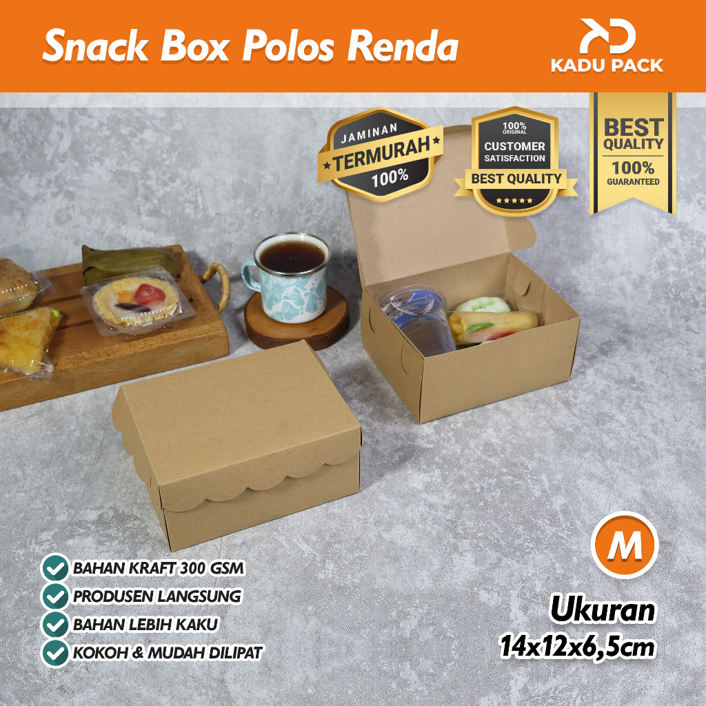 Jual ISI 25 PCS SNACK BOX DUS KRAFT KUE TUTUP RENDA | UKURAN S | 12x12 ...