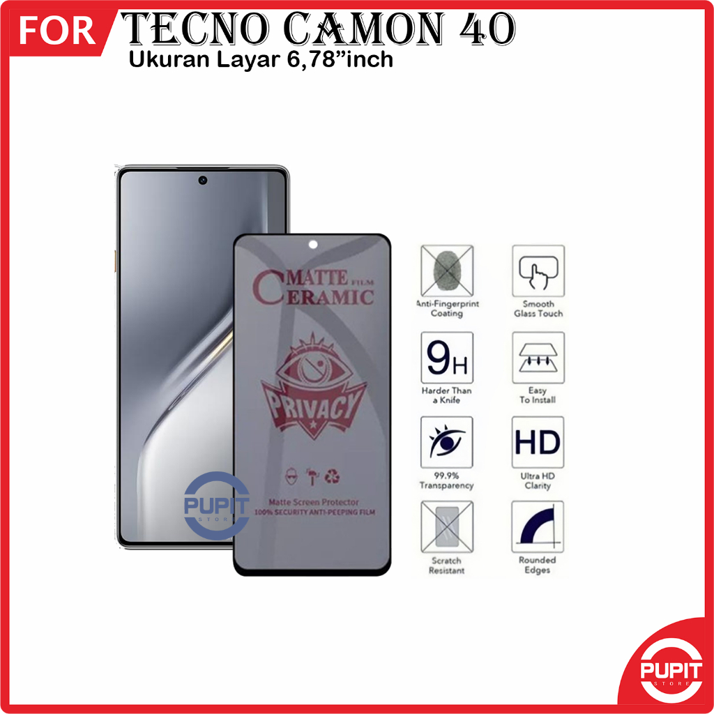 Jual Pelindung Layar Tecno Camon 40 Tempered Glass Antigores Full Cover ...