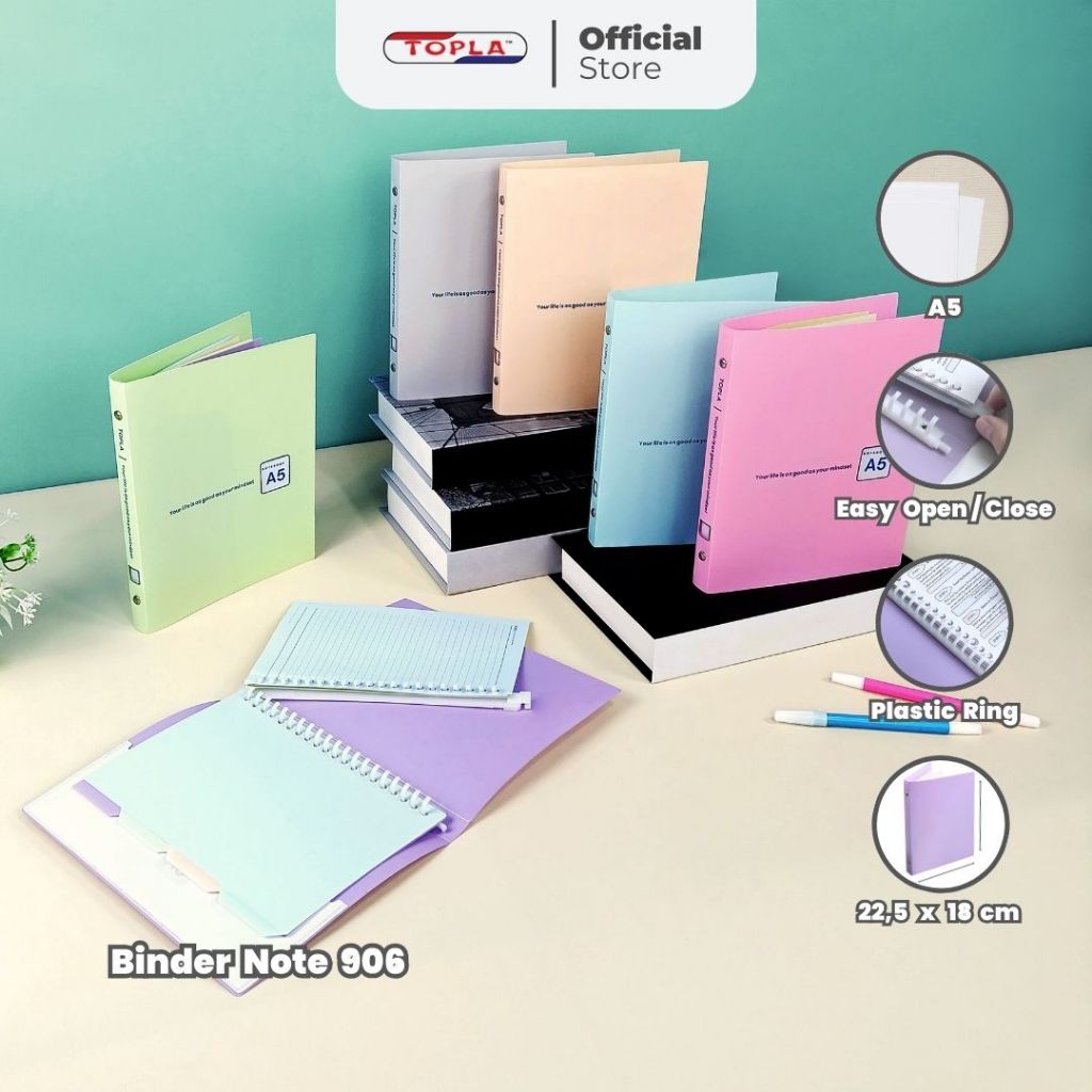 Jual Binder Notebook 906 20 ring pastel buku catatan sekolah & kuliah ...