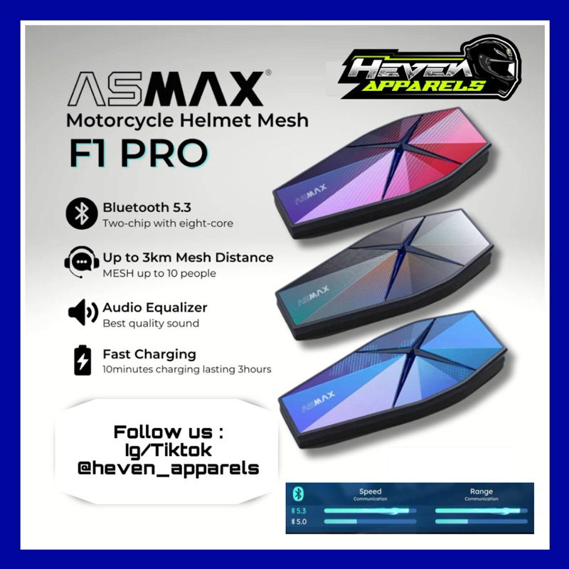 Jual Intercom Asmax F1 Pro Mesh not Pactalk Sena Retouch | Shopee Indonesia