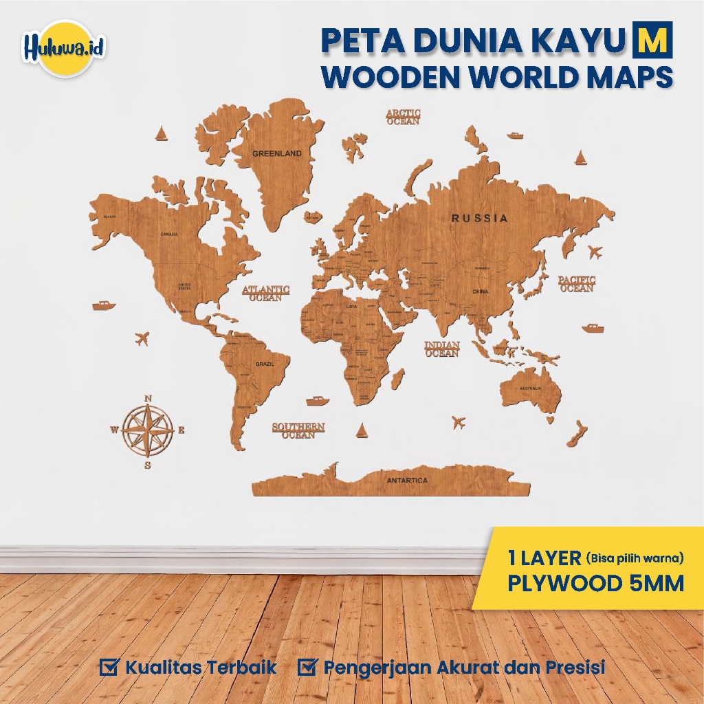 Jual Peta Dunia Kayu / Hiasan Dinding Peta / World Maps / Wooden World ...