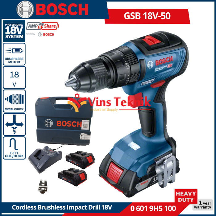 Jual Mesin Bor Baterai Brushless Cordless Impact Drill GSB 18V-50 BOSCH GSB18V-50 | Shopee Indonesia