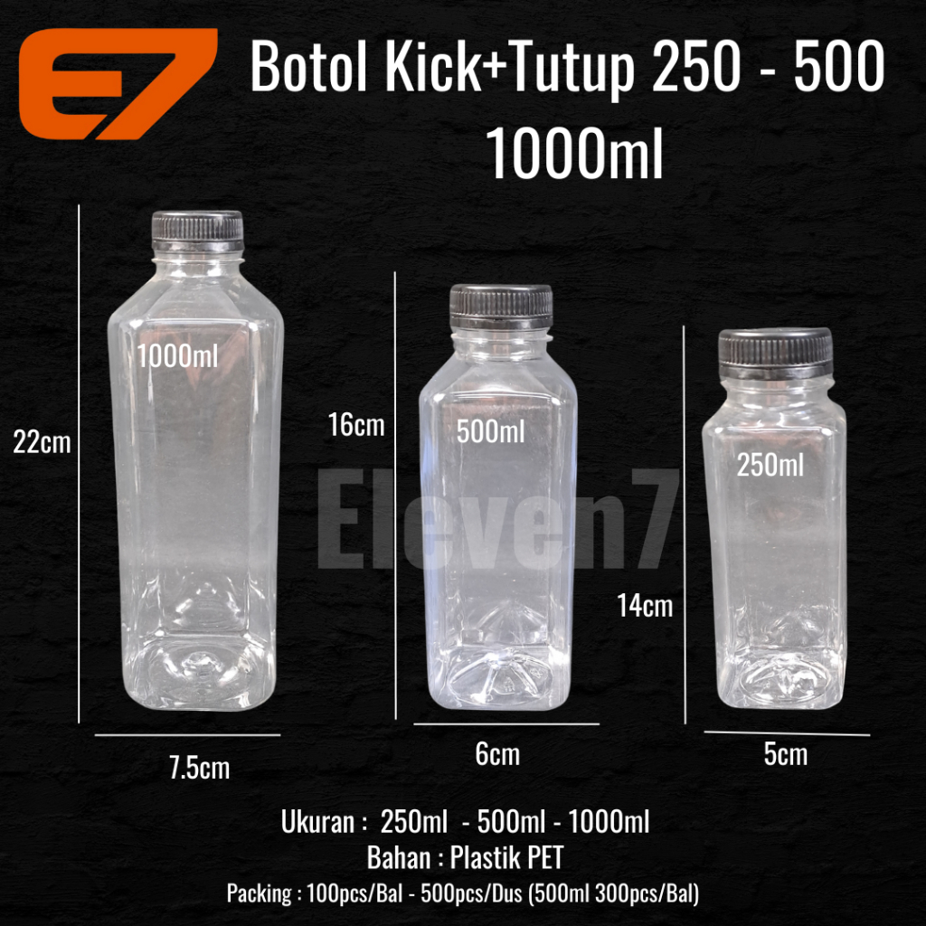Jual Botol Kick - Botol Juice - Botol Plastik PET 250ml 500ml 1000ml ...