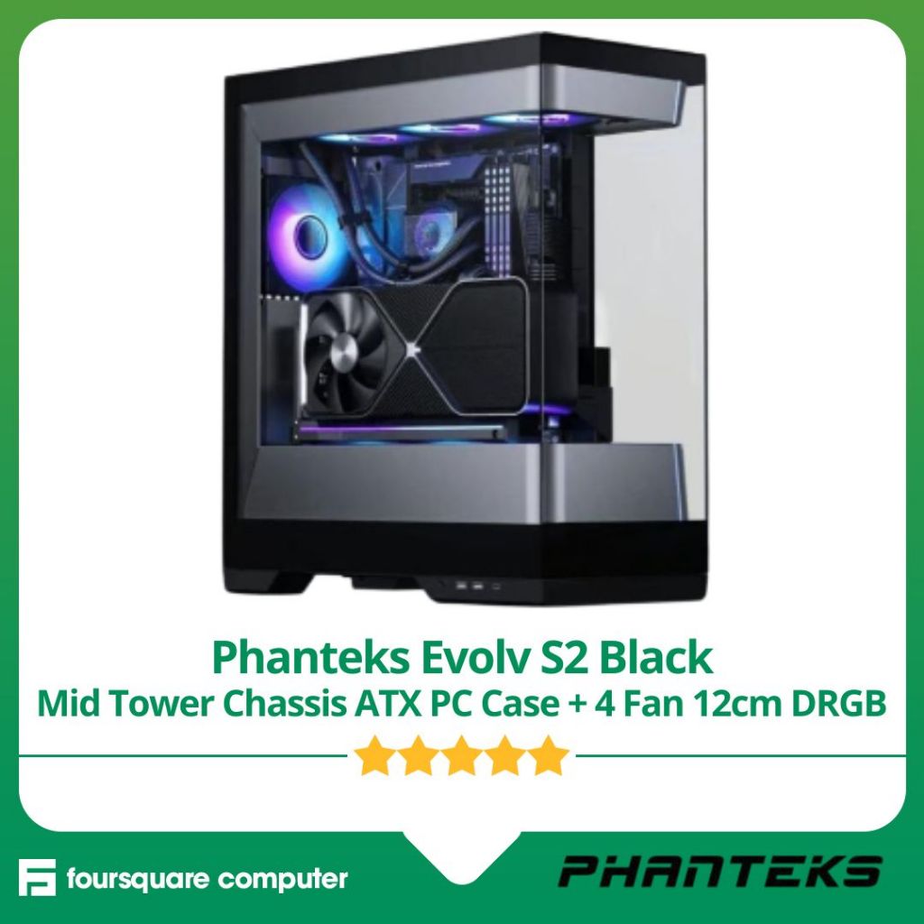 Jual Phanteks Evolv S2 Black Mid Tower Chassis ATX PC Case + 4x Fan ...