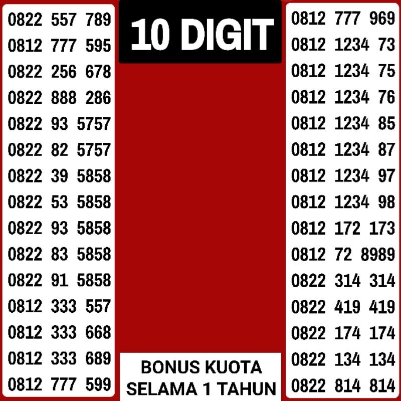 Jual Kartu perdana 10 DIGIT Nomor Cantik Telkomsel Simpati 10 Digit prabayar isi ulang | Shopee ...