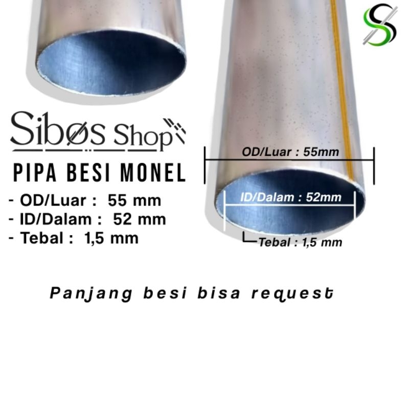 Jual Pipa Besi Monel 2" inchi | Od 55mm Id 52mm Tebal 1.5mm 20cm-120cm ...