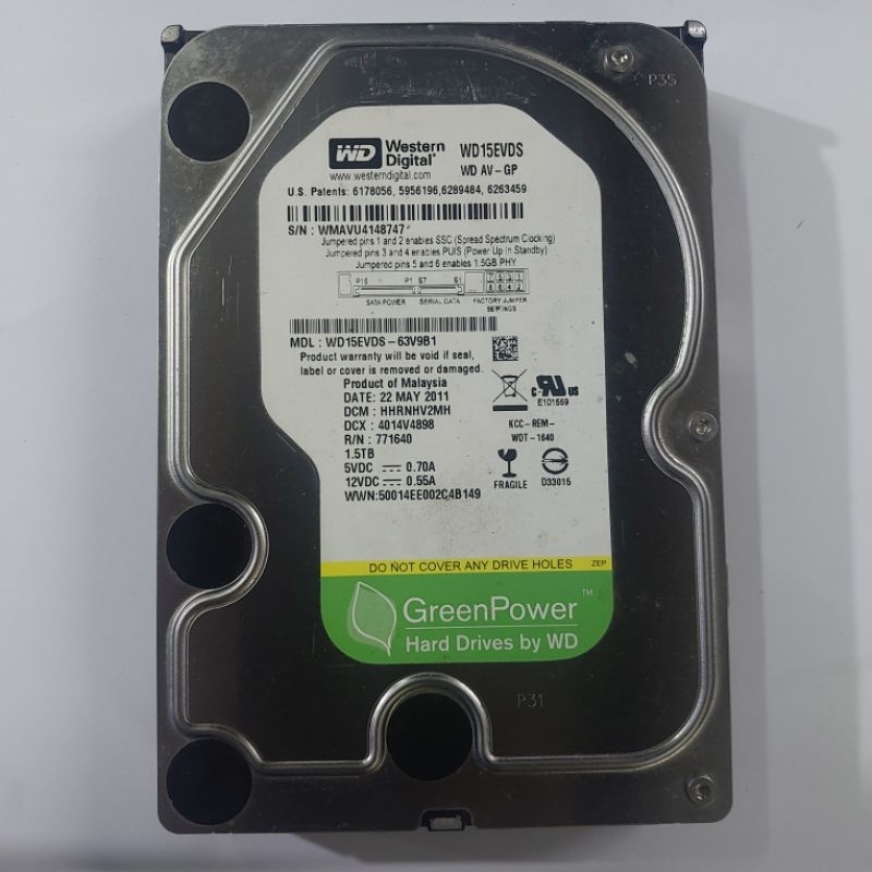 Jual Hard Disk HD HDD Hardisk Harddisk 1.5TB WD Green 3.5inch Internal ...