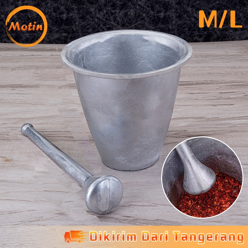 Jual 1 Set Lumpang Ulekan M/L Tumbukan Jamu Besi Cor Alat Penghancur ...