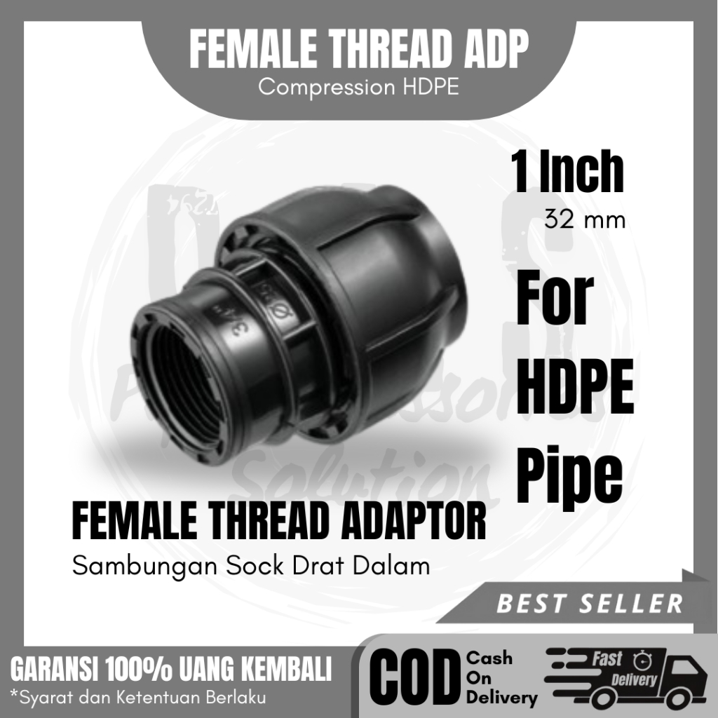 Jual Female Thread Adp SDD Sock Drat Dalam Compression 32mm atau 1 Inch ...