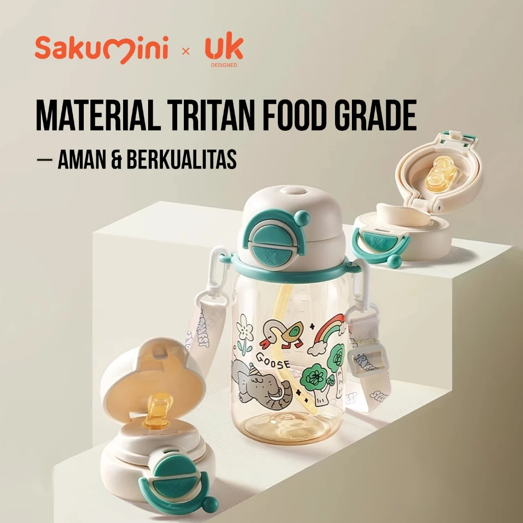 Jual Sakumini 2in1 Botol Minum Sedotan Tritan Bottle Traning Straw Cup Anti Tumpah BPA Free ...