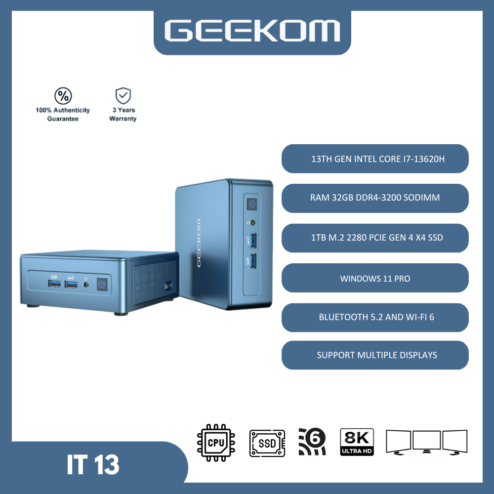 Jual Geekom Mini PC IT13 Intel Core I7 13620H RAM 64GB 1TB SSD Windows ...