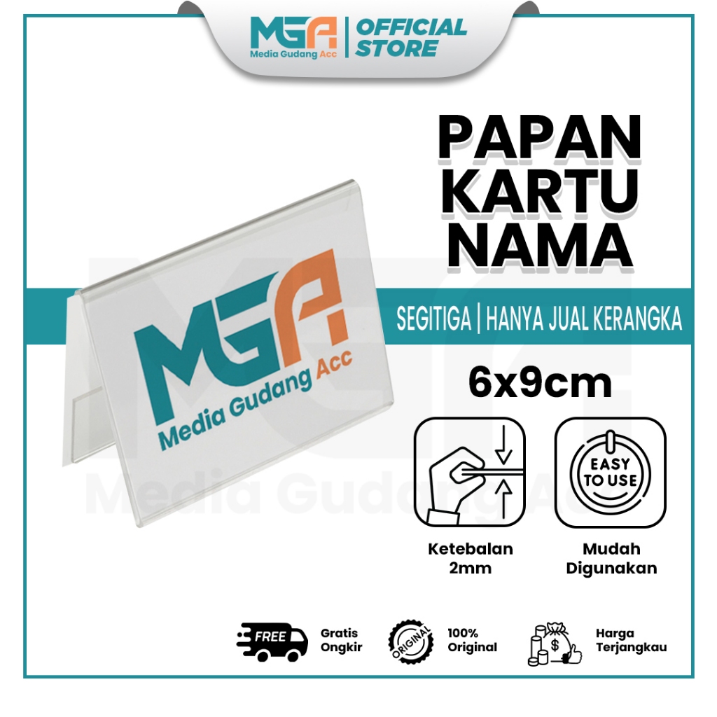 Jual Papan Kartu Nama Akrilik 6x9cm 2mm / Stand Card Name / Kartu ...