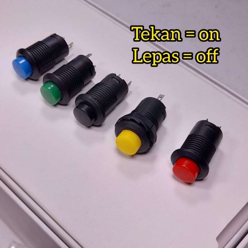 Jual Push On Button Switch Tombol Tekan On Lepas Off Bulat Warna 2 Kaki ...