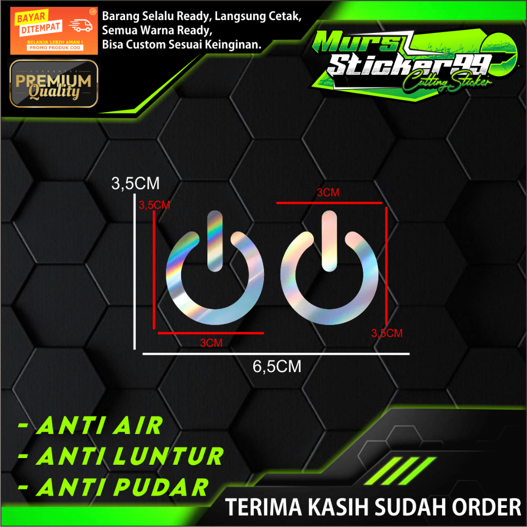 Jual Sticker Cutting 2 PCS TOMBOL POWER Cocok Untuk Motor Dan Mobil ...