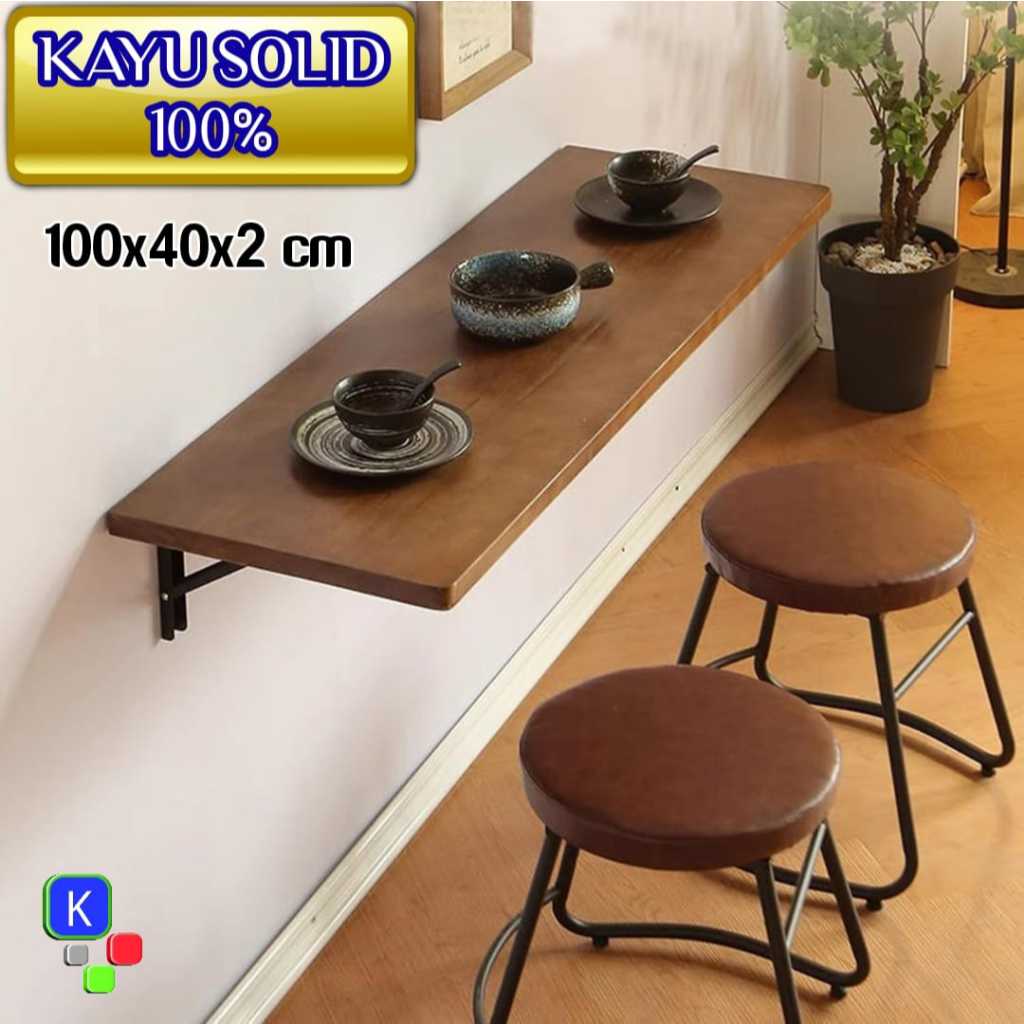 Jual Meja Serbaguna Kayu Asli Lipat Tempel Dinding (Meja Makan, Belajar ...