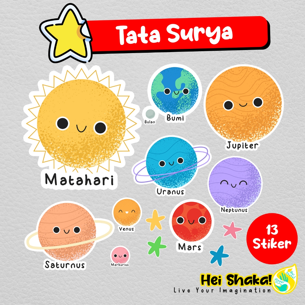 Jual Stiker Pack Tata Surya Matahari Planet Bumi Bintang dan Bulan ...