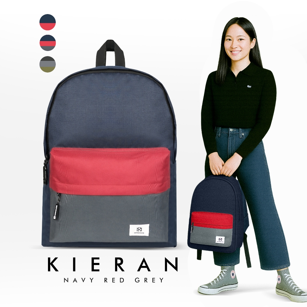 Jual Mr Mads - Tas Ransel Kieran Navy Grey Red Backpack | Shopee Indonesia