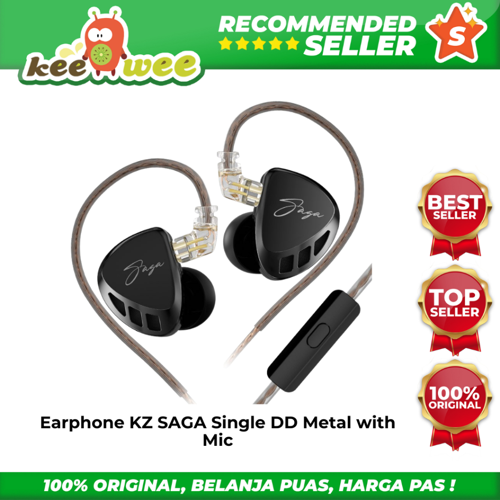 Jual Earphone KZ SAGA Single DD Metal with Mic | Shopee Indonesia