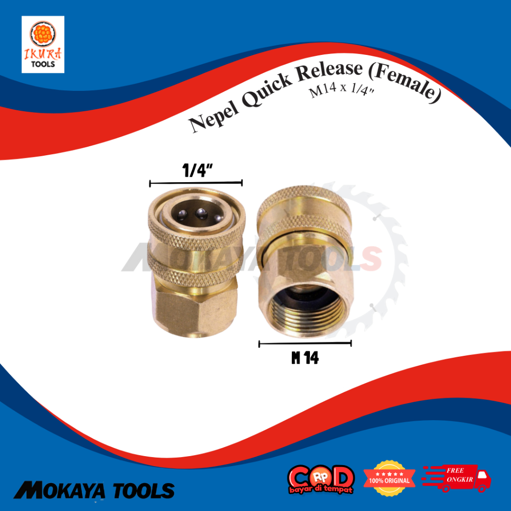 Jual nepel nepple adaptor quick release gun jet cleaner Ikura M14 drat ...
