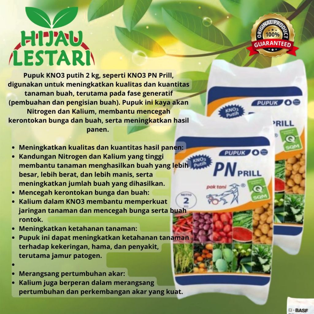 Jual KNO3 Putih 2kg - PUPUK PN KNO3 PUTIH 2KG SAPROTAN UTAMA pupuk ...