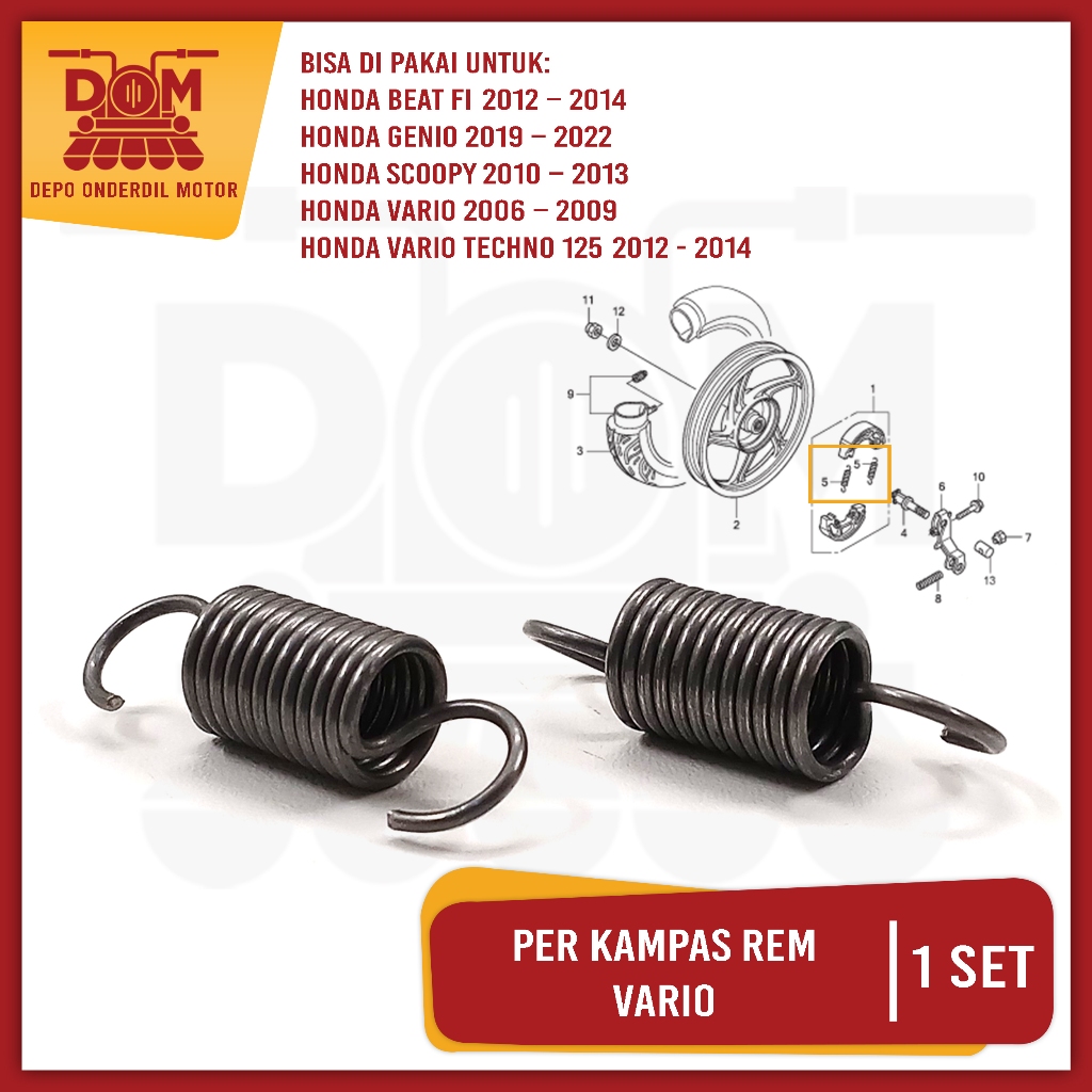Jual Per Kampas Rem Belakang Vario (PSP) Spring Brake Pir Kanvas Sepatu ...