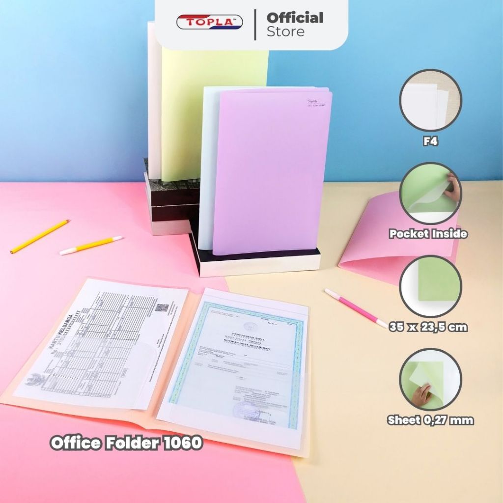 Jual Office folder 1060 map organizer kertas ukuran folio full warna ...