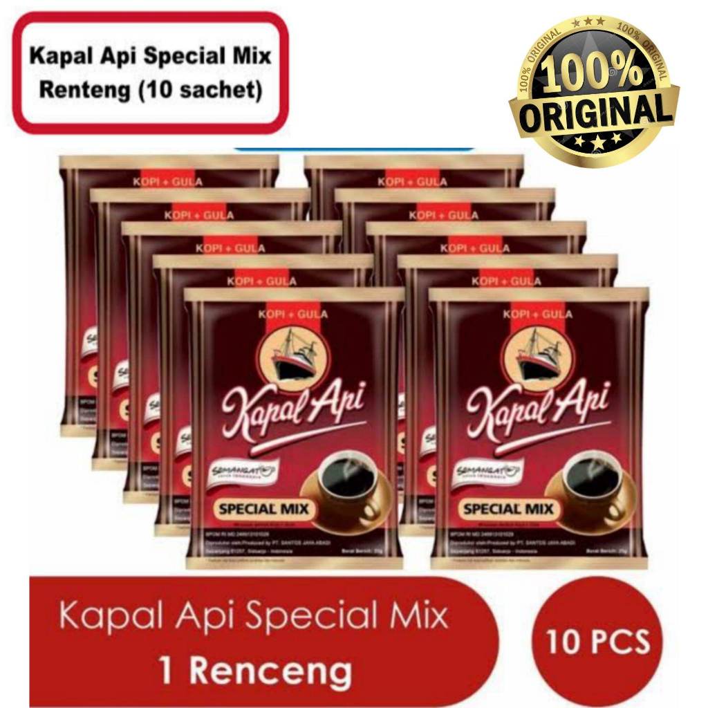 Jual Kopi Kapal Api Special Mix / Kopi Hitam + Gula 25gr 1 renceng isi ...