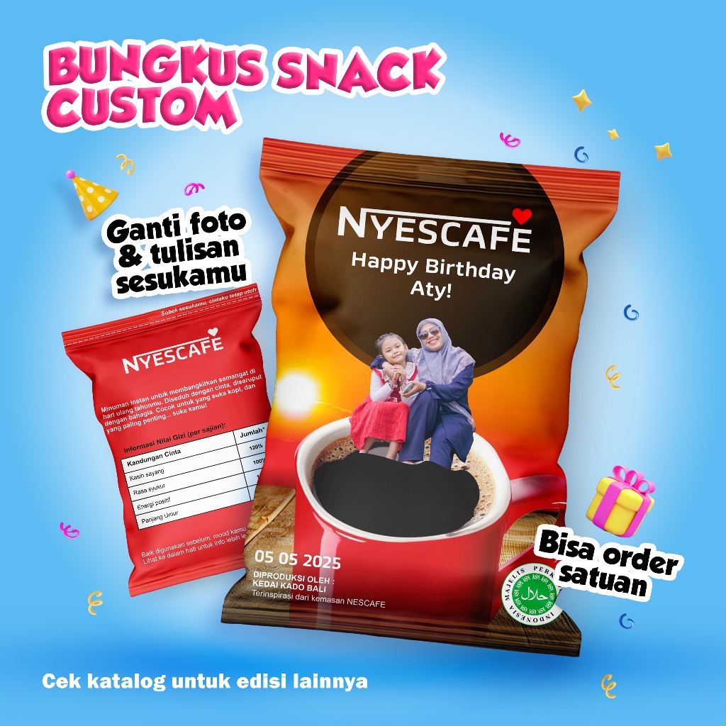 Jual Bungkus Snack Custom NESCAFE | Kado Wisuda, Ulang Tahun, Wedding ...