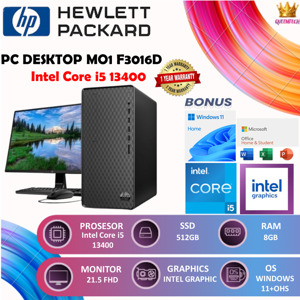 Jual Hp PC Desktop M01 F3016D Intel Core i5 13400 [8GB/512GB] Windows ...