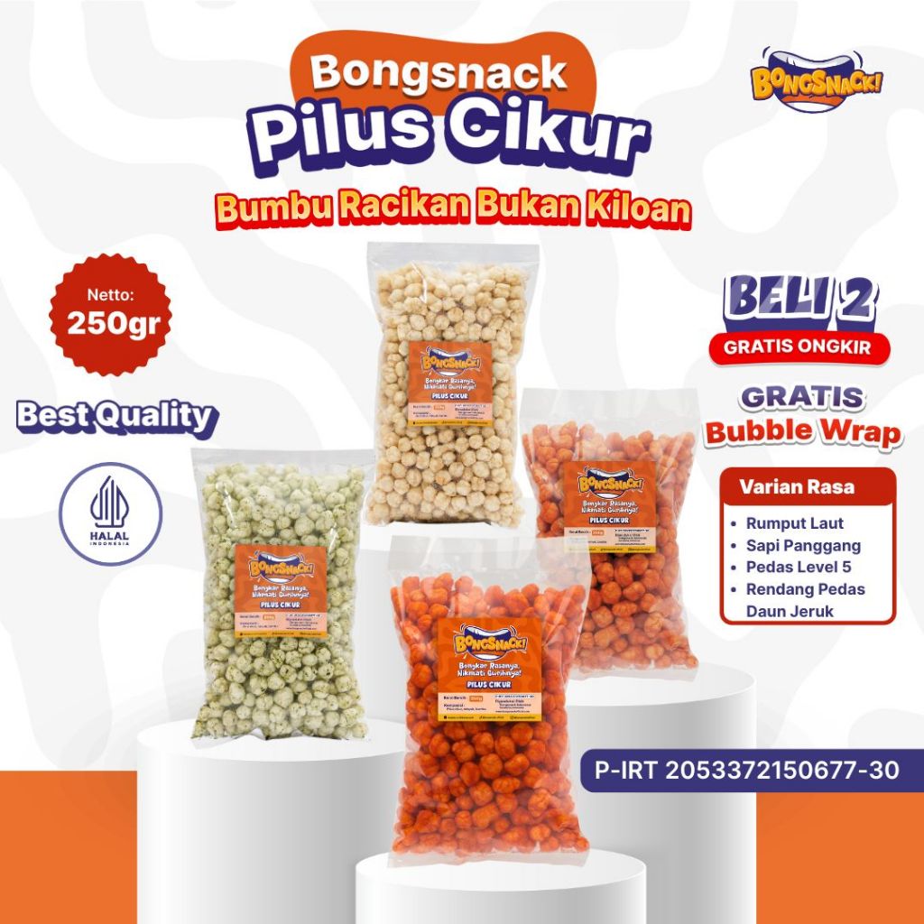 Jual BONGSNACK Cemilan Pilus Cikur- Isi 250gr Varian Rasa Cemilan Enak ...