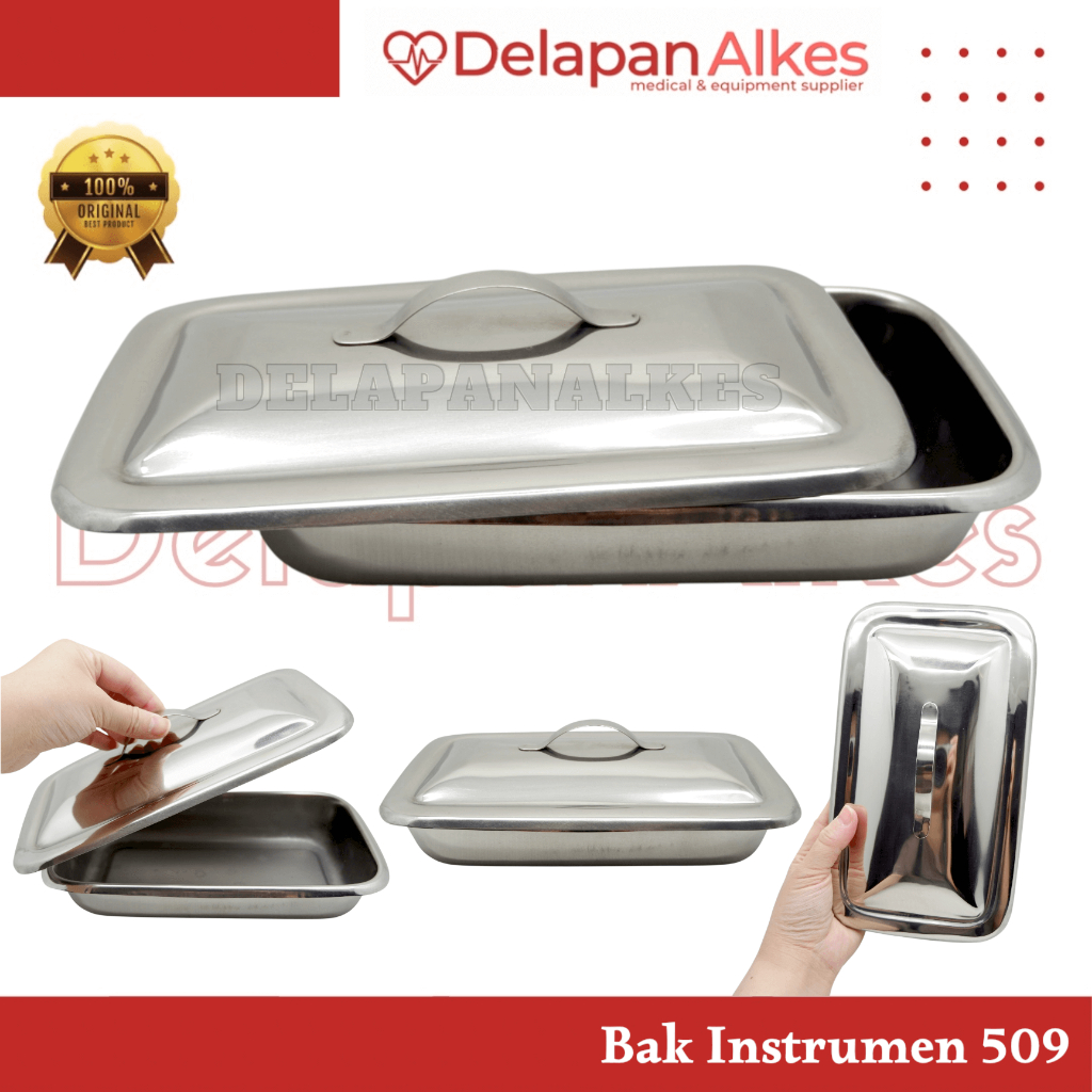 Jual OneMed Bak Instrumen 509 Sedang Stainless Steel Dengan Tutup Baki ...