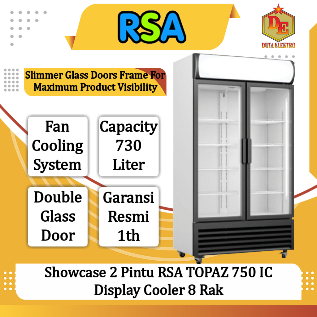 Jual Showcase 2 Pintu RSA TOPAZ 750 IC Display Cooler 8 Rak | Shopee ...