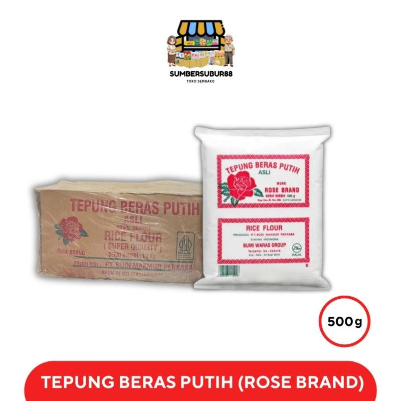 Jual TEPUNG BERAS ROSE BRAND 1 DUS 500 GRAM ISI 20 PCS | Shopee Indonesia